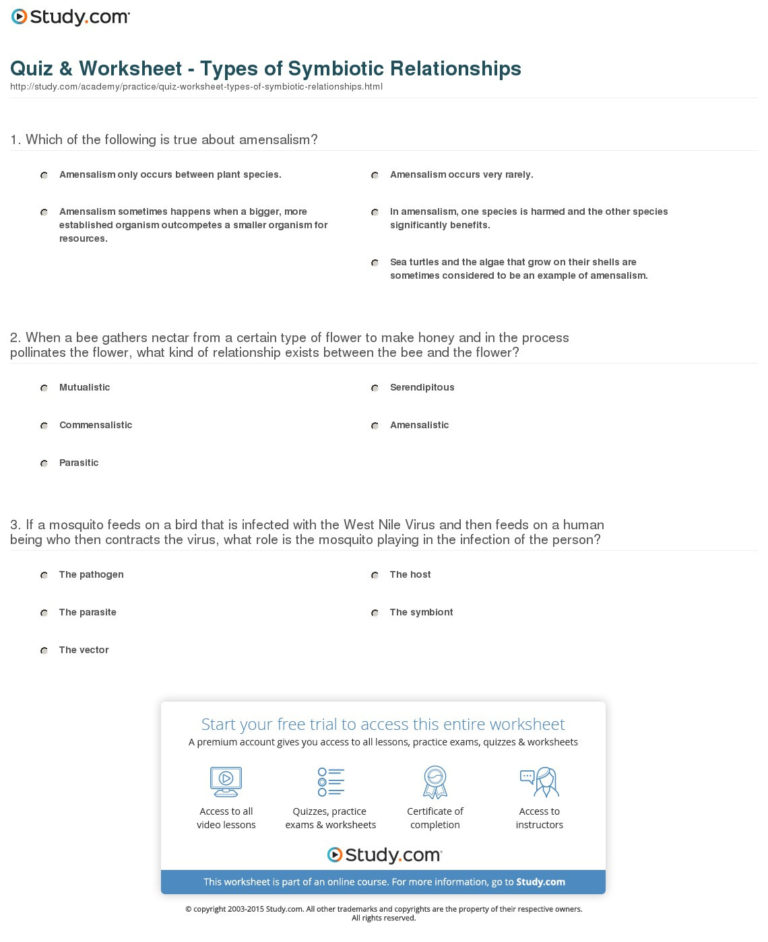 Ecological Relationships Worksheet — db-excel.com