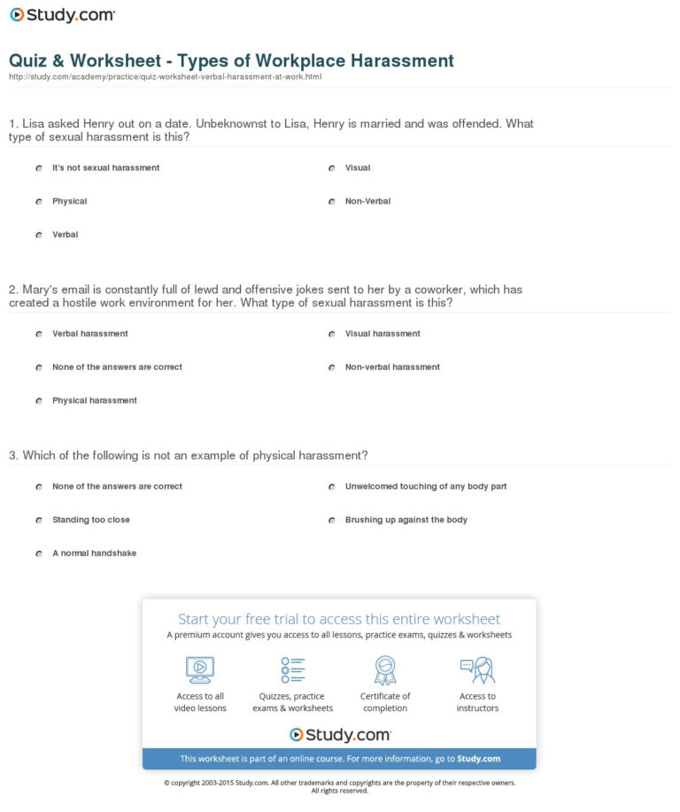 Harassment Lesson Plans Worksheets — db-excel.com