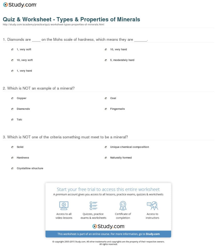 Properties Of Minerals Worksheet — db-excel.com Properties Of Minerals Worksheet — db-excel.com