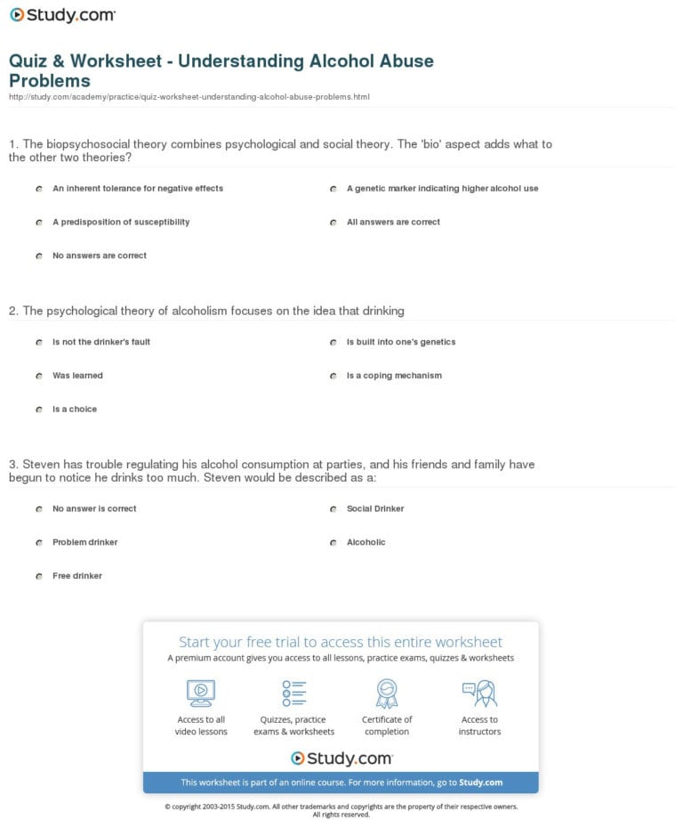Effects Of Alcohol Worksheet — db-excel.com