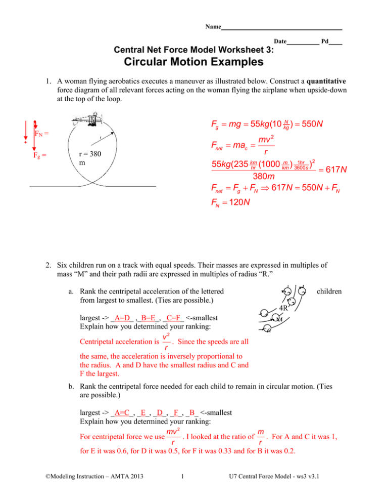Centripetal Force Worksheet With Answers — db-excel.com