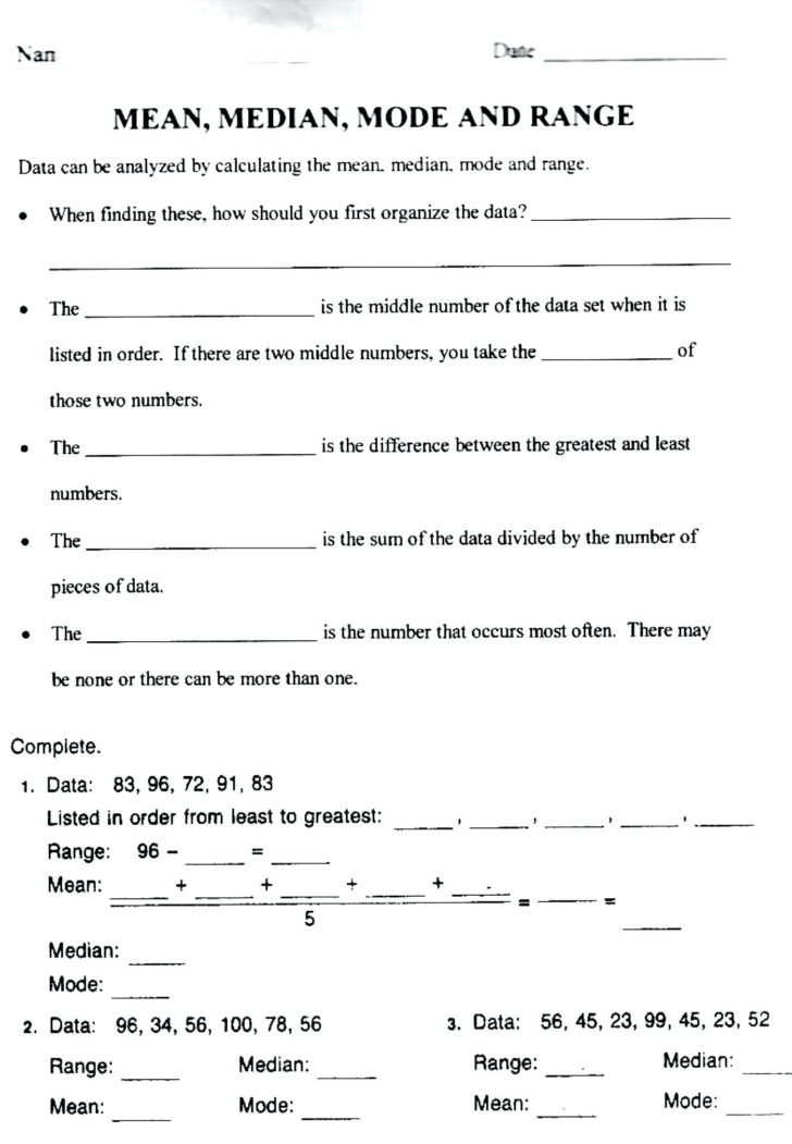 Range Mean In Math Ma Worksheets Mas Mean Median Mode Range Db excel