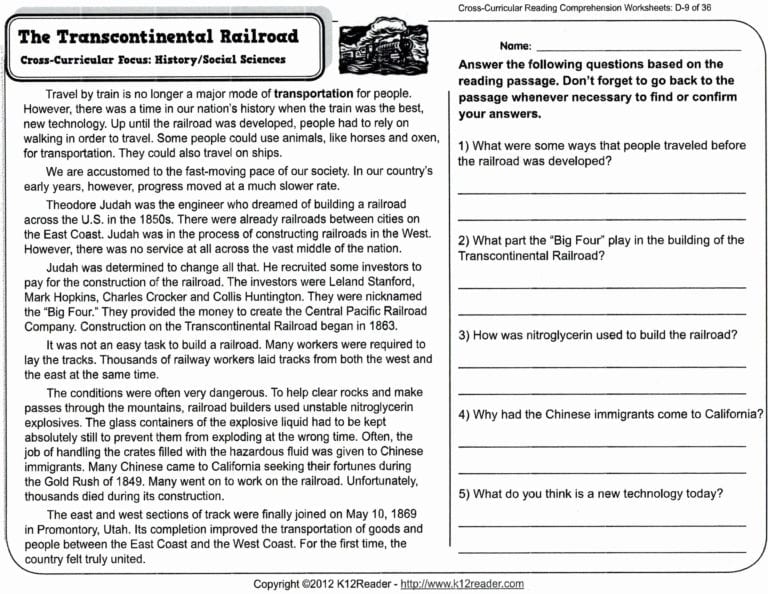 Reading Comprehension Worksheets For 8Th Grade Free Report — db-excel.com