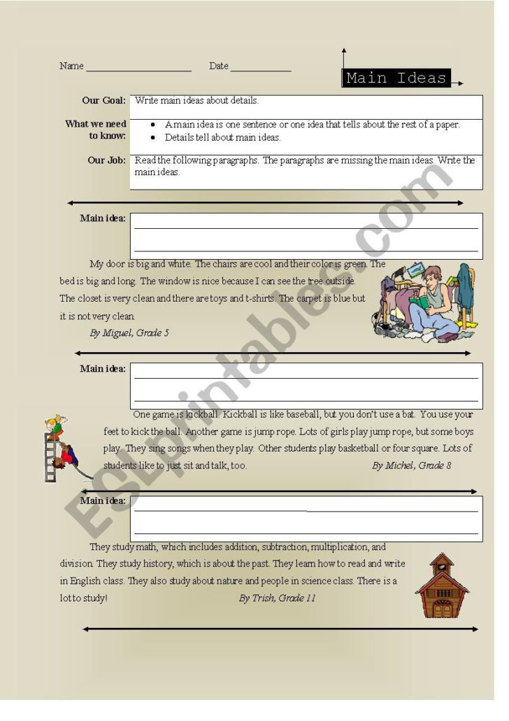 Reading Comprehension Main Idea Worksheets — db-excel.com
