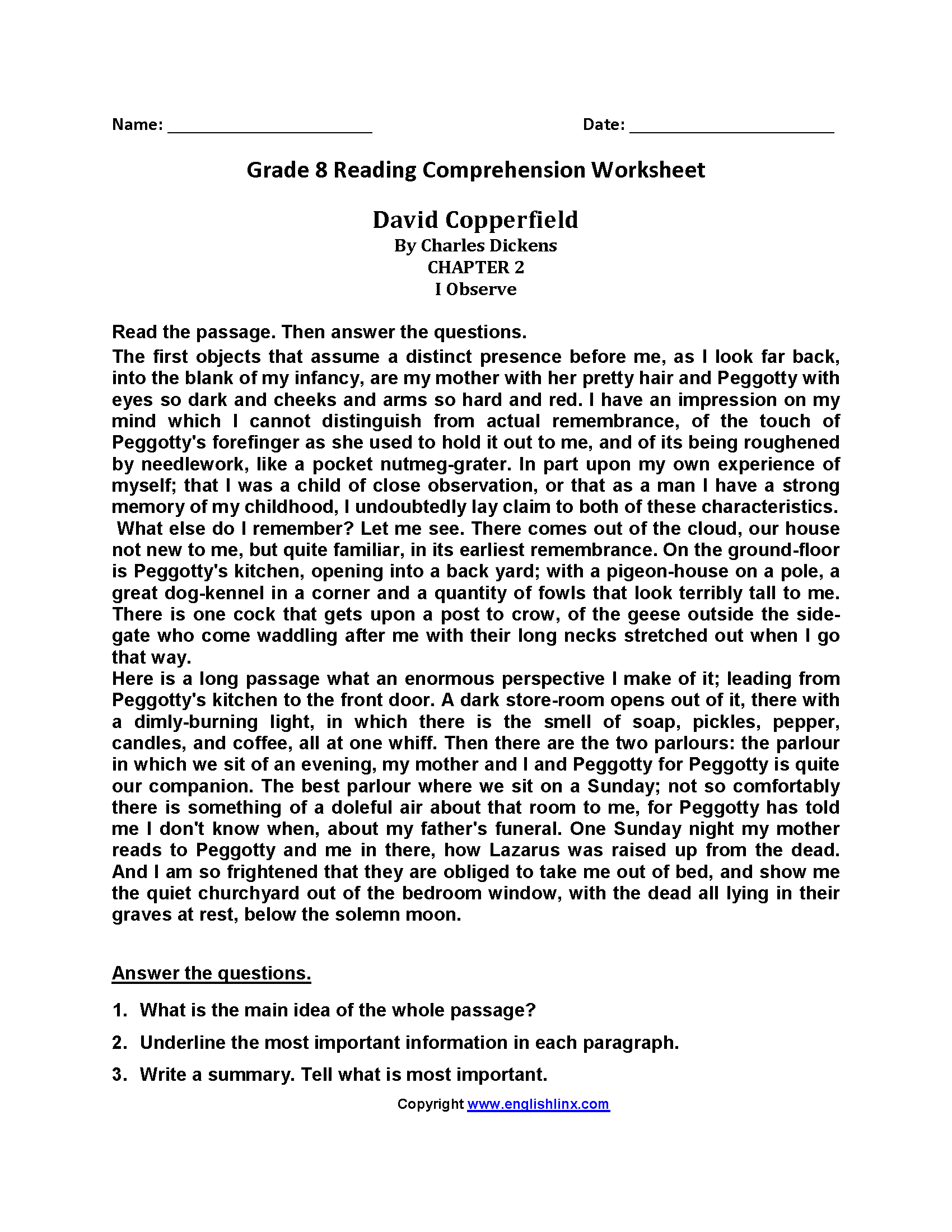 8th Grade Reading Comprehension Pdf 8th Grade Reading Comprehension Pdf