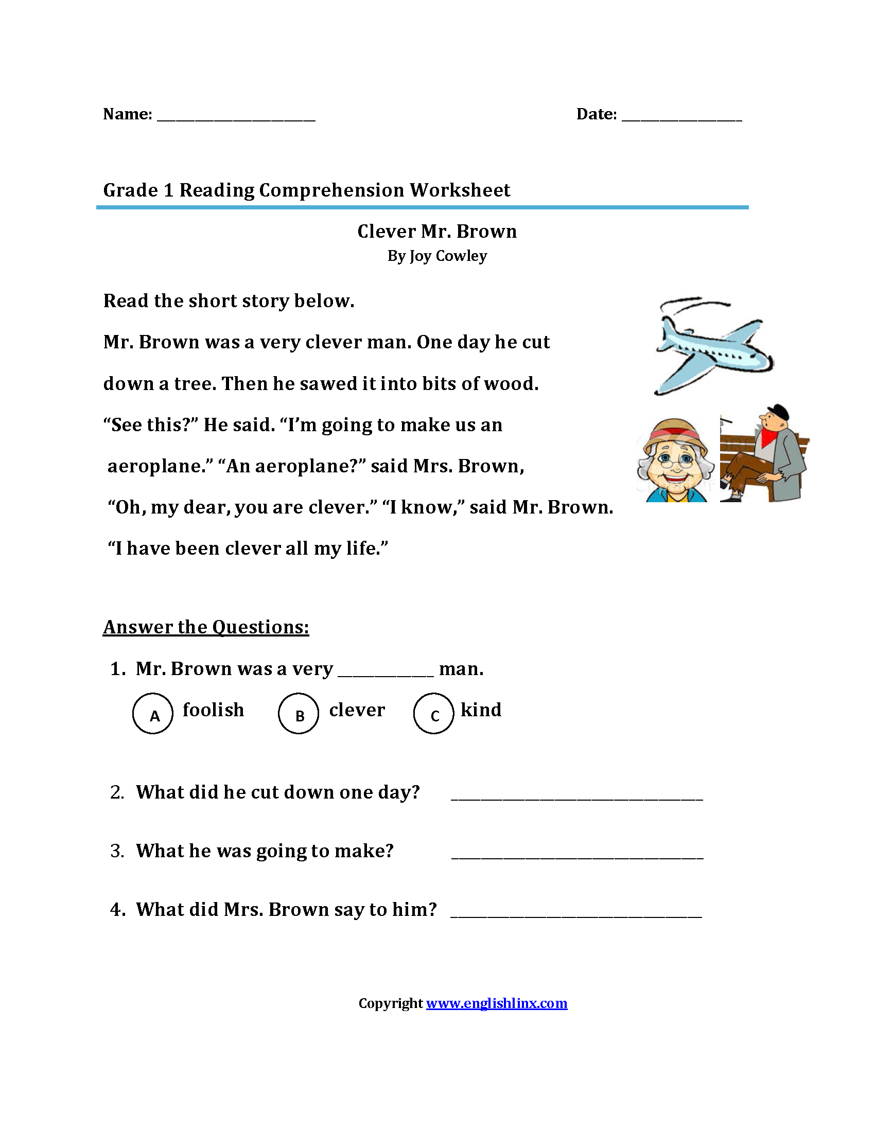 Free First Grade Reading Worksheets Db excel