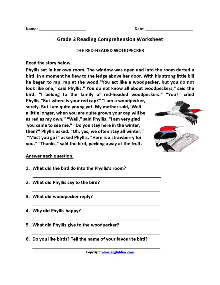 Comprehension Worksheets For Grade 3 — db-excel.com