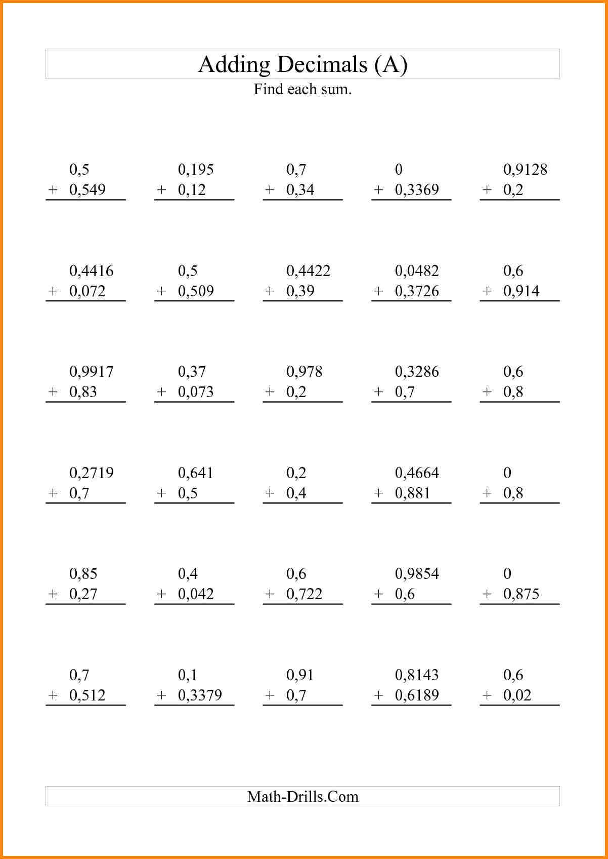 Rounding Decimals Grade 5 Worksheets