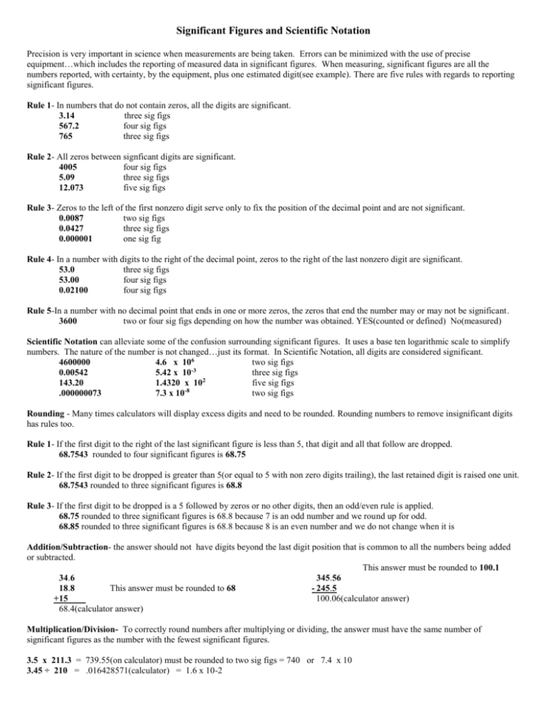 Scientific Notation And Significant Figures Math — db-excel.com