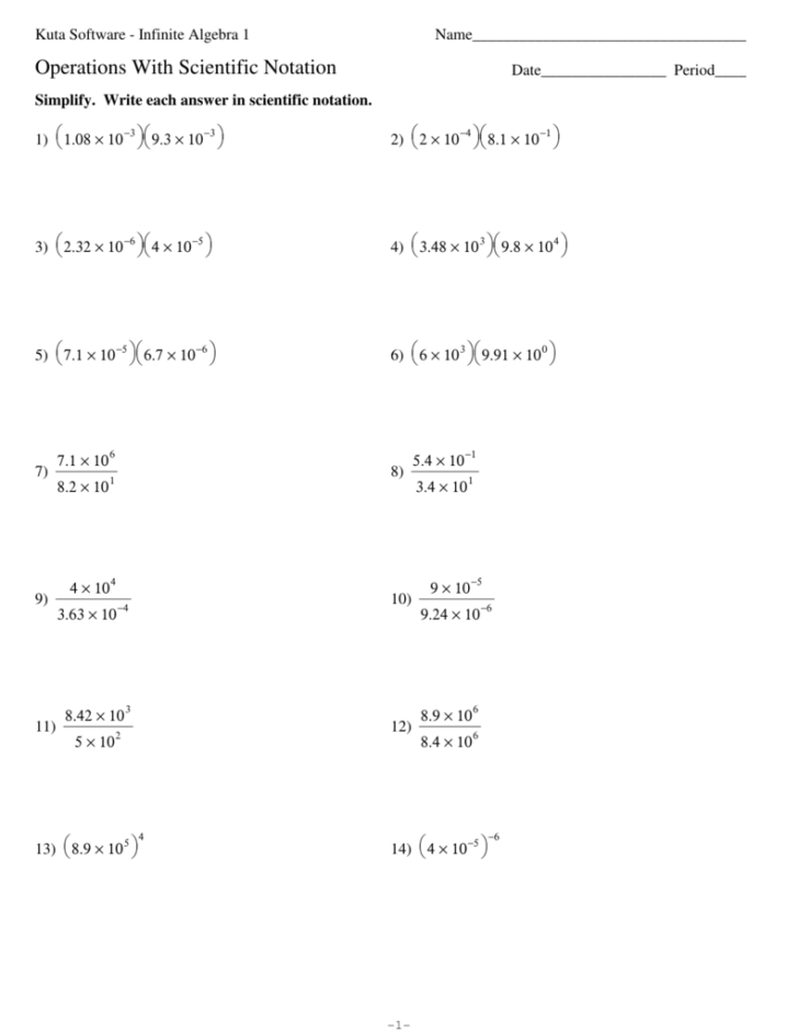 Operations In Scientific Notation Worksheet — db-excel.com