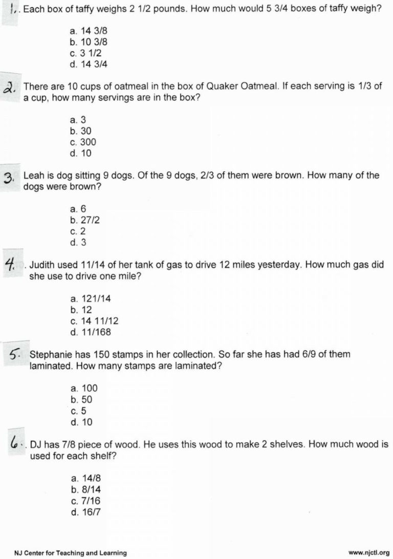 Dividing Fractions Word Problems 6Th Grade Worksheets — db-excel.com