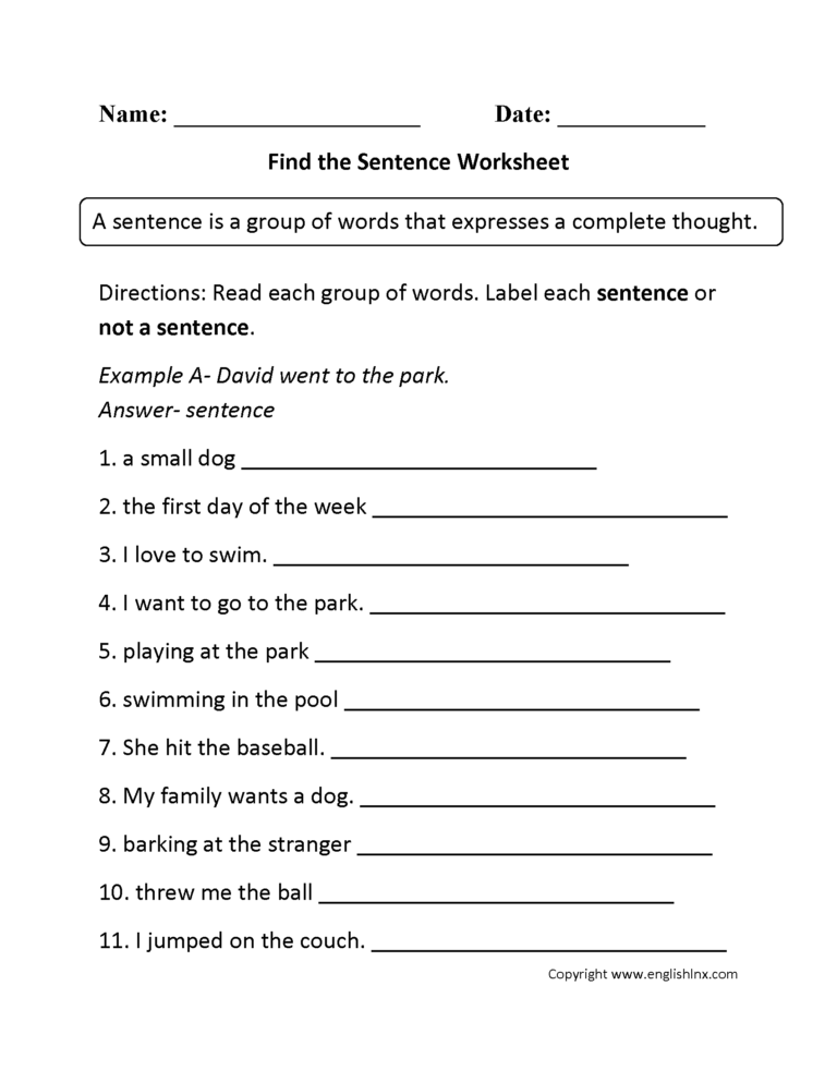 Sentence Structure Worksheets Sentence Building Worksheets — db-excel.com