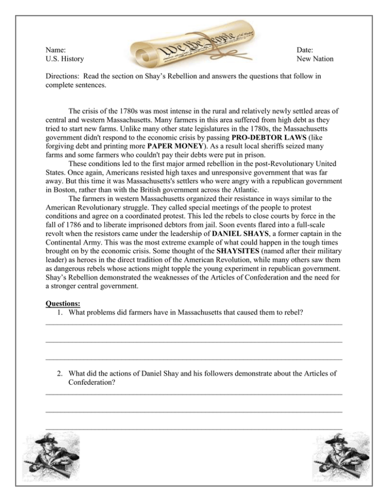 Shays Rebellion Worksheet Answers — db-excel.com