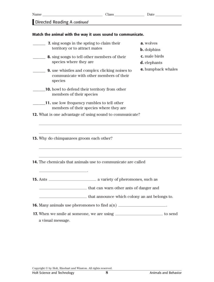 Skills Worksheet Directed Reading — db-excel.com