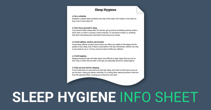 Sleep Hygiene Handout Worksheet Therapist Aid — db-excel.com