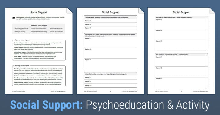 Social Support Worksheet Therapist Aid — db-excel.com