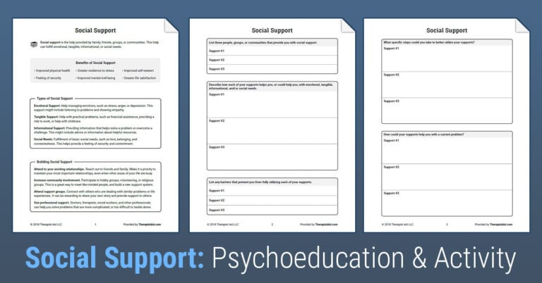 Social Support Worksheet Therapist Aid — db-excel.com