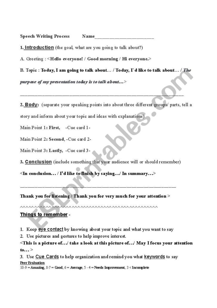 Speech Writing Esl Worksheetjpopdude88 — db-excel.com