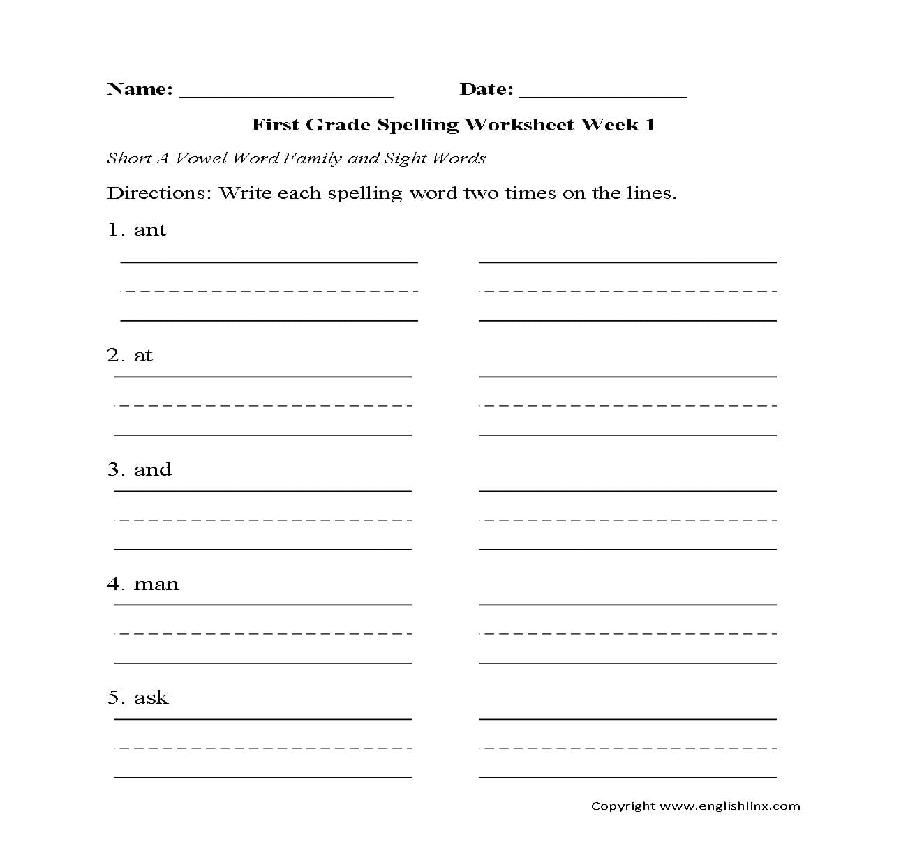 Spelling Worksheets Ft Grade Spelling Worksheets Db excel