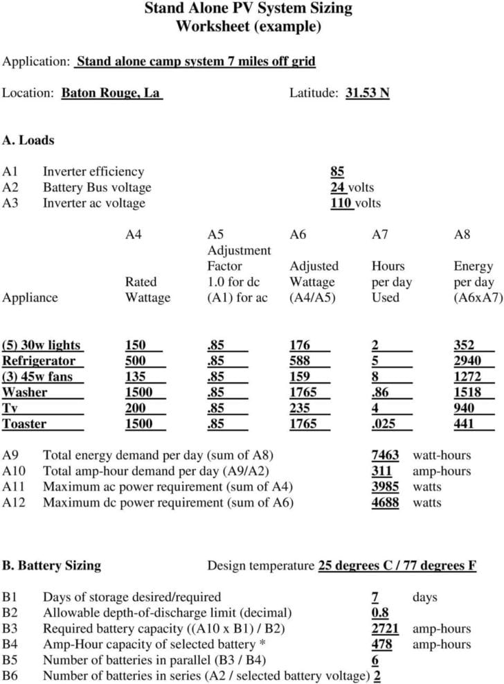 Stand Alone Pv System Sizing Worksheet Example Pdf — db-excel.com