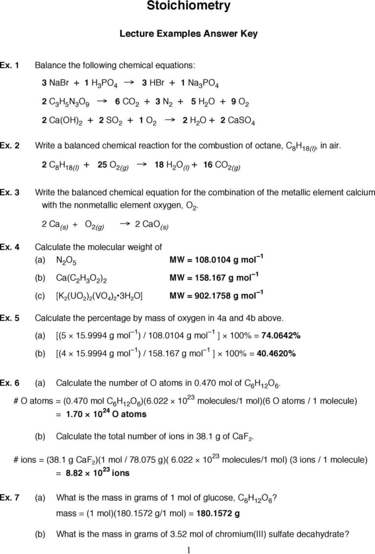Stoichiometry Lecture Answer Key Pdf — db-excel.com