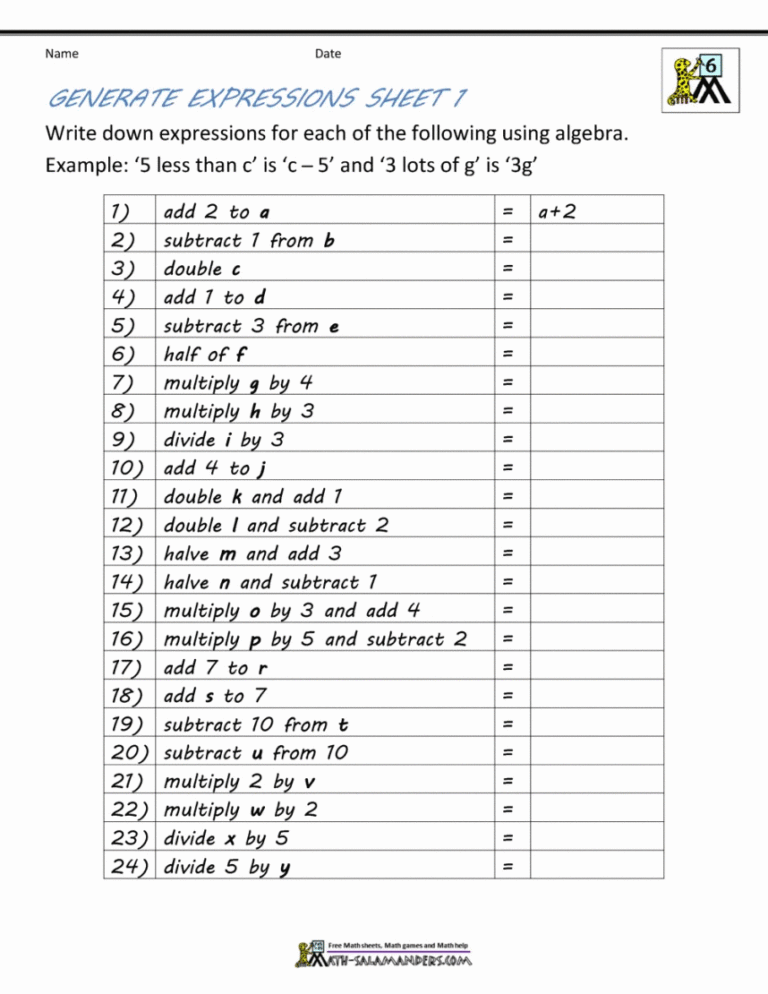 Striking Maths Worksheets Algebra Worksheet Year 8 6 Pdf Se — db-excel.com