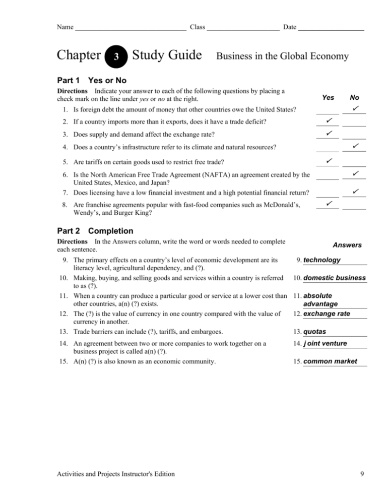 Unit 5 International Trade Worksheet Answers — db-excel.com