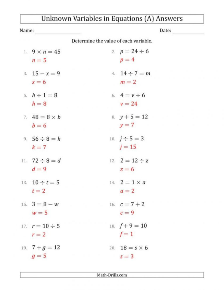 Systems Of Linear Equations Two Variables A Math Worksheets — db-excel.com