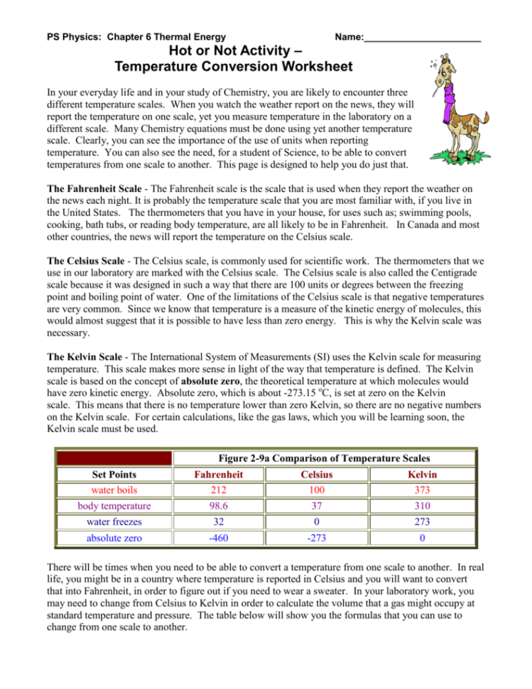 Chemistry Temperature Conversion Worksheet With Answers — db-excel.com