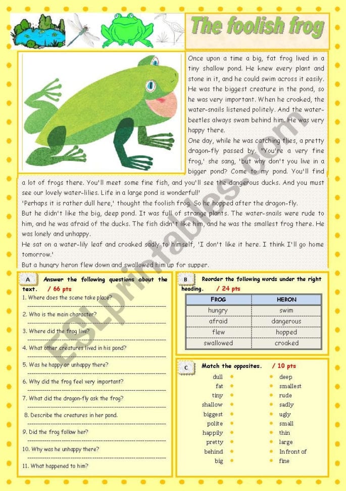 Frog Reading Comprehension Worksheets — db-excel.com