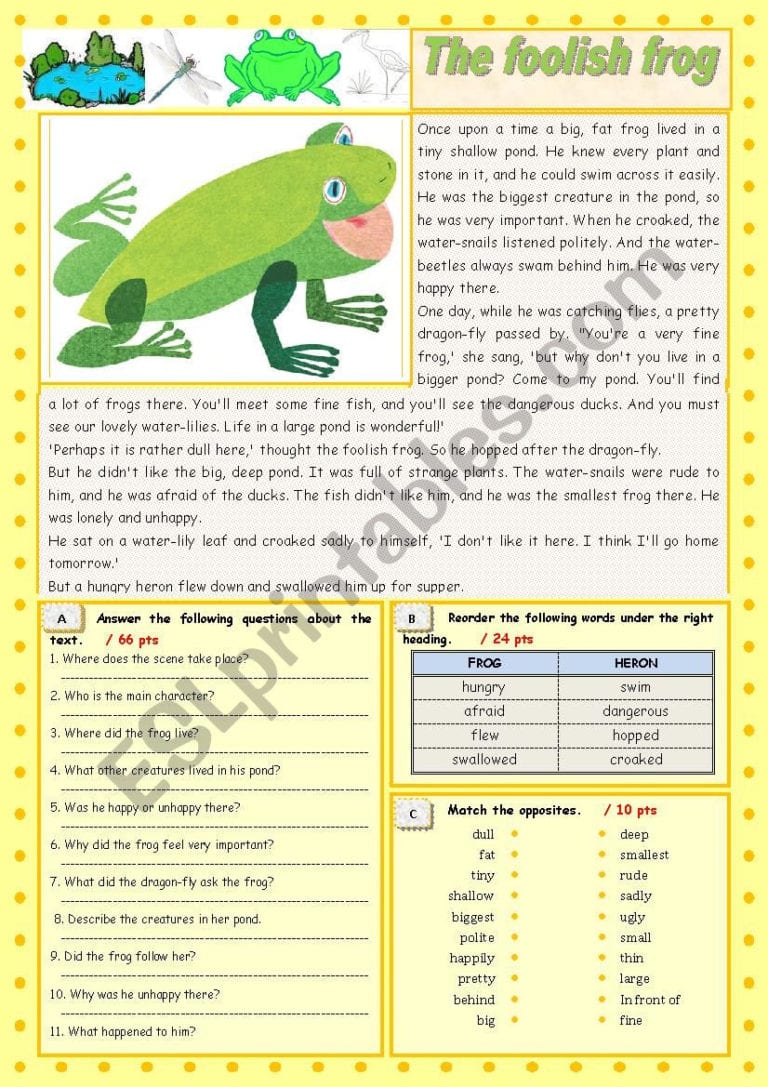 Frog Reading Comprehension Worksheets — db-excel.com
