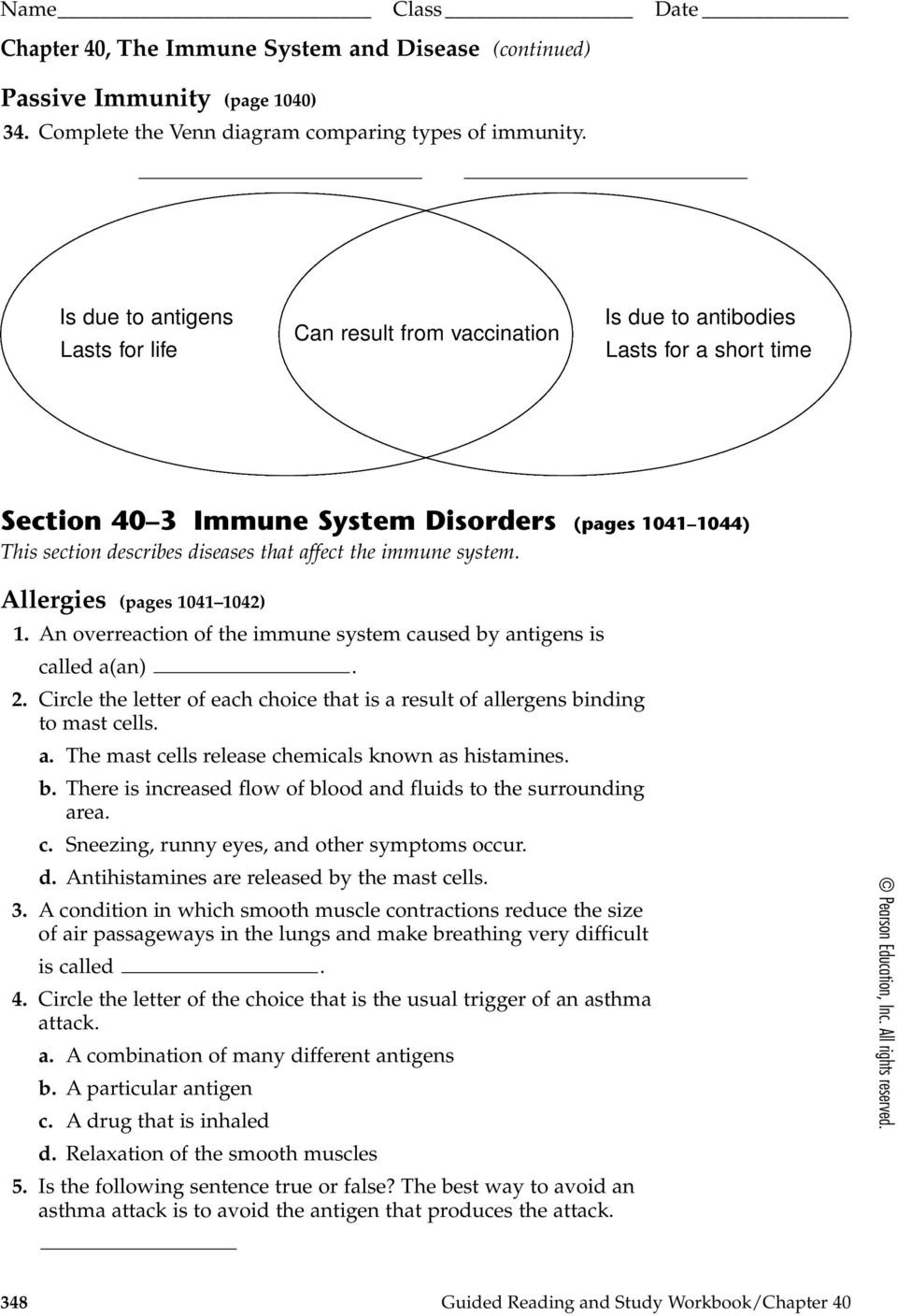 Chapter 24 The Immune System And Disease Worksheet Answer Key Db 