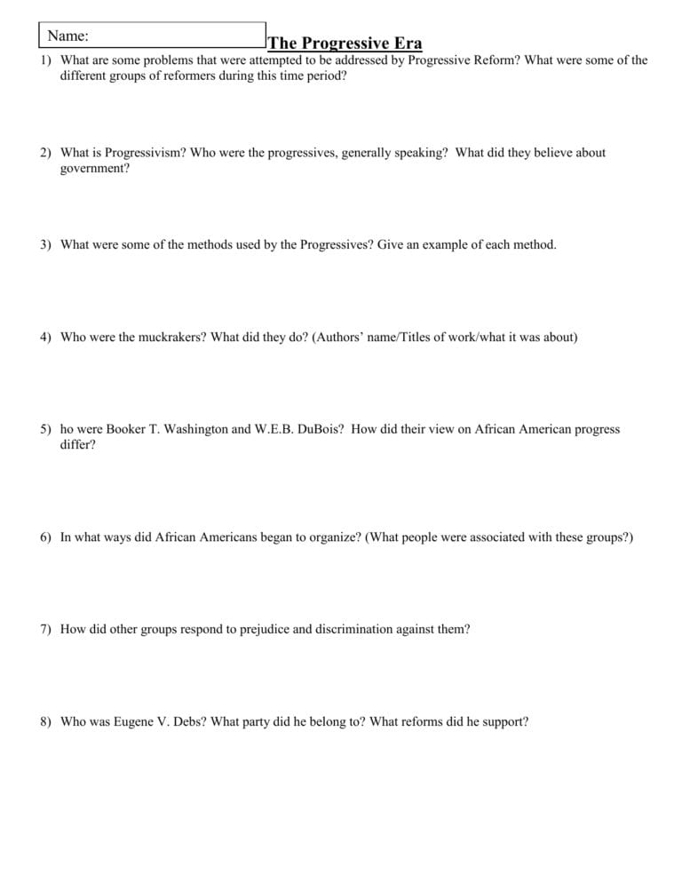 The Progressive Era Worksheet — db-excel.com