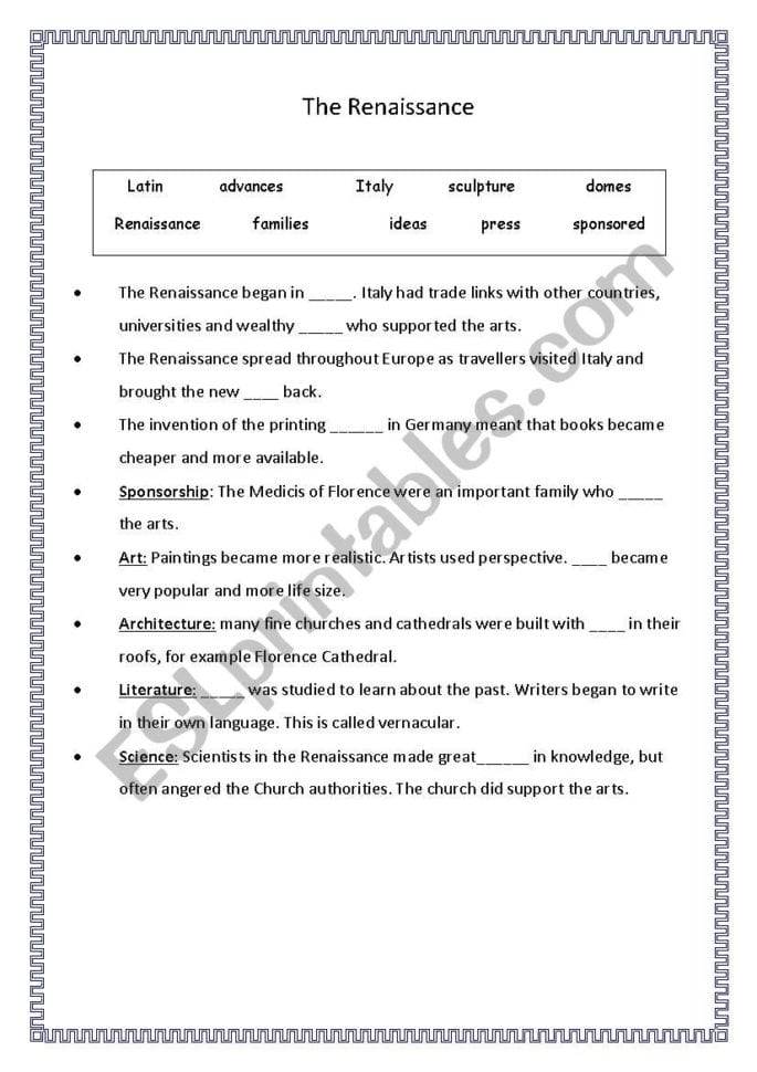 Renaissance Worksheet Pdf — db-excel.com