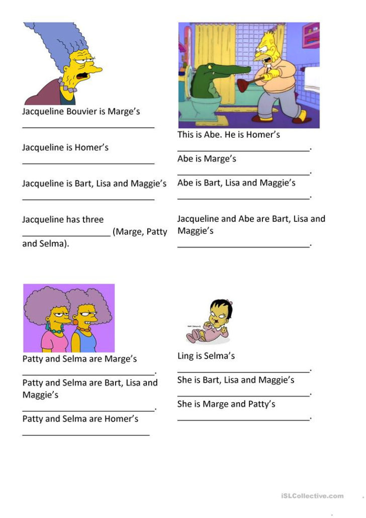 The Simpsons' Family Tree English Esl Worksheets — db-excel.com