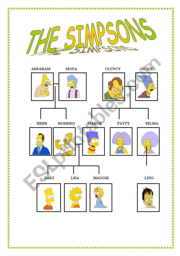 The Simpsons Family Tree Esl Worksheetyvil — db-excel.com