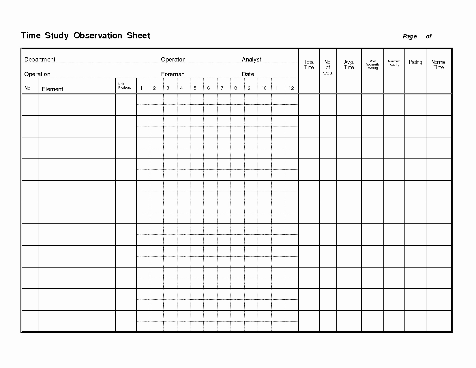 Time Study Spreadsheet Db excel