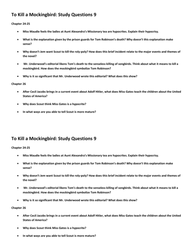 To Kill A Mockingbird Study Questions 9 Chapter 24 — db-excel.com