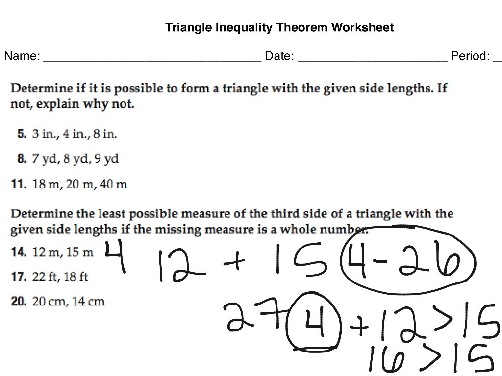 Triangle Inequality Worksheet Db excel
