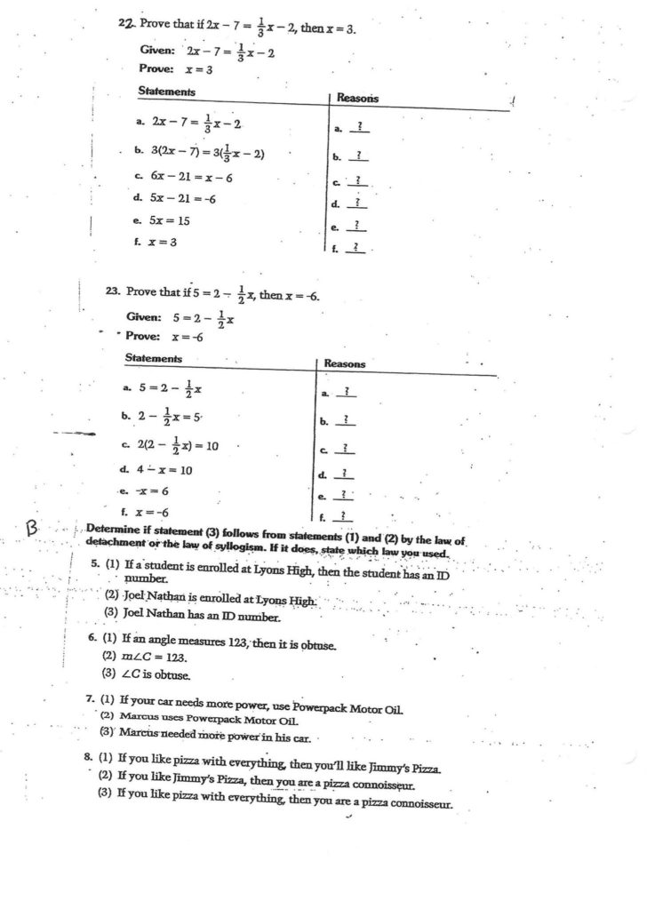 Algebraic Proofs Worksheet With Answers — db-excel.com