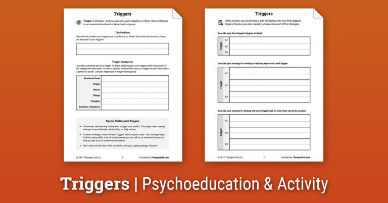Triggers Worksheet Therapist Aid — db-excel.com