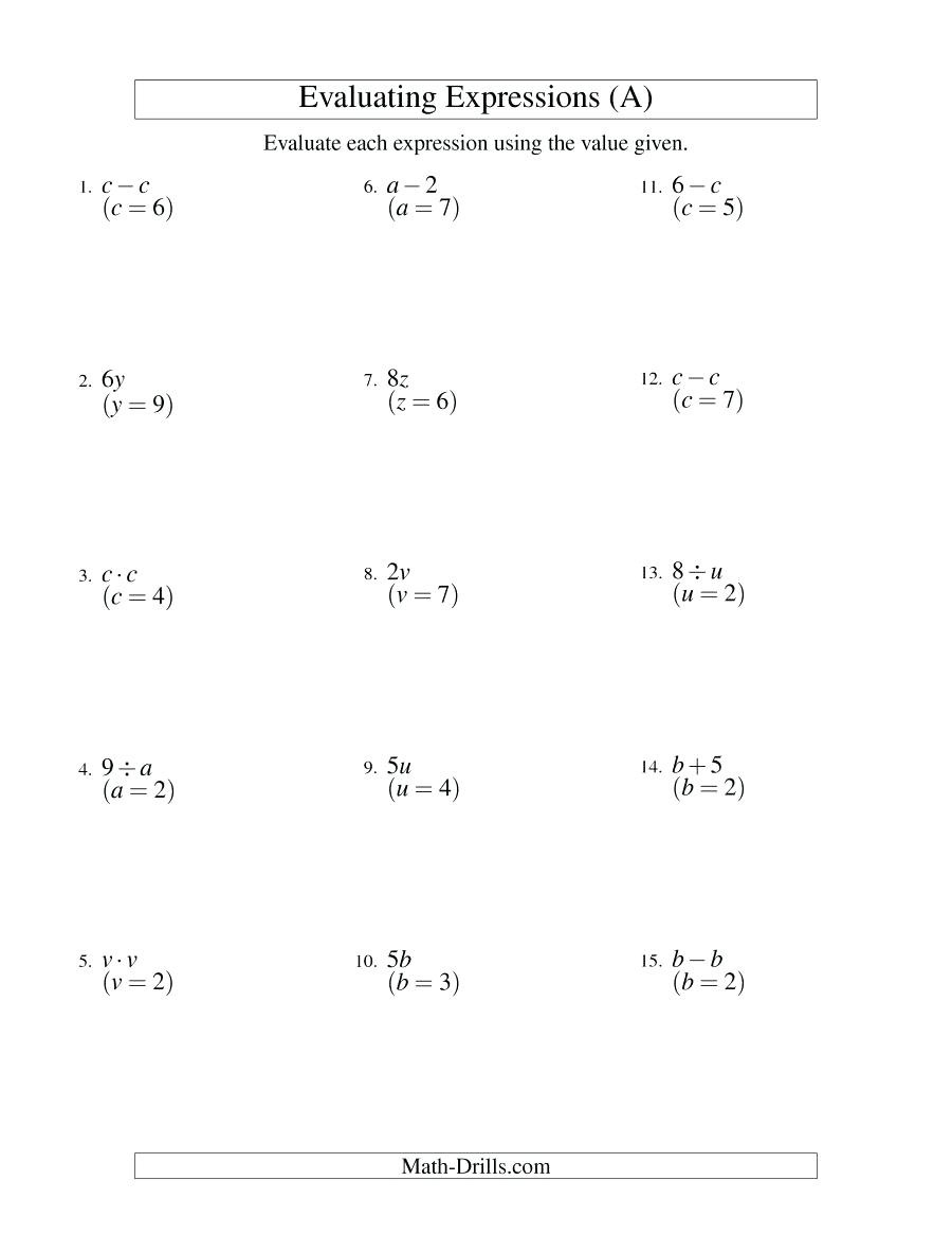 Variables And Expressions Worksheet Answers Math Course 3 Db excel