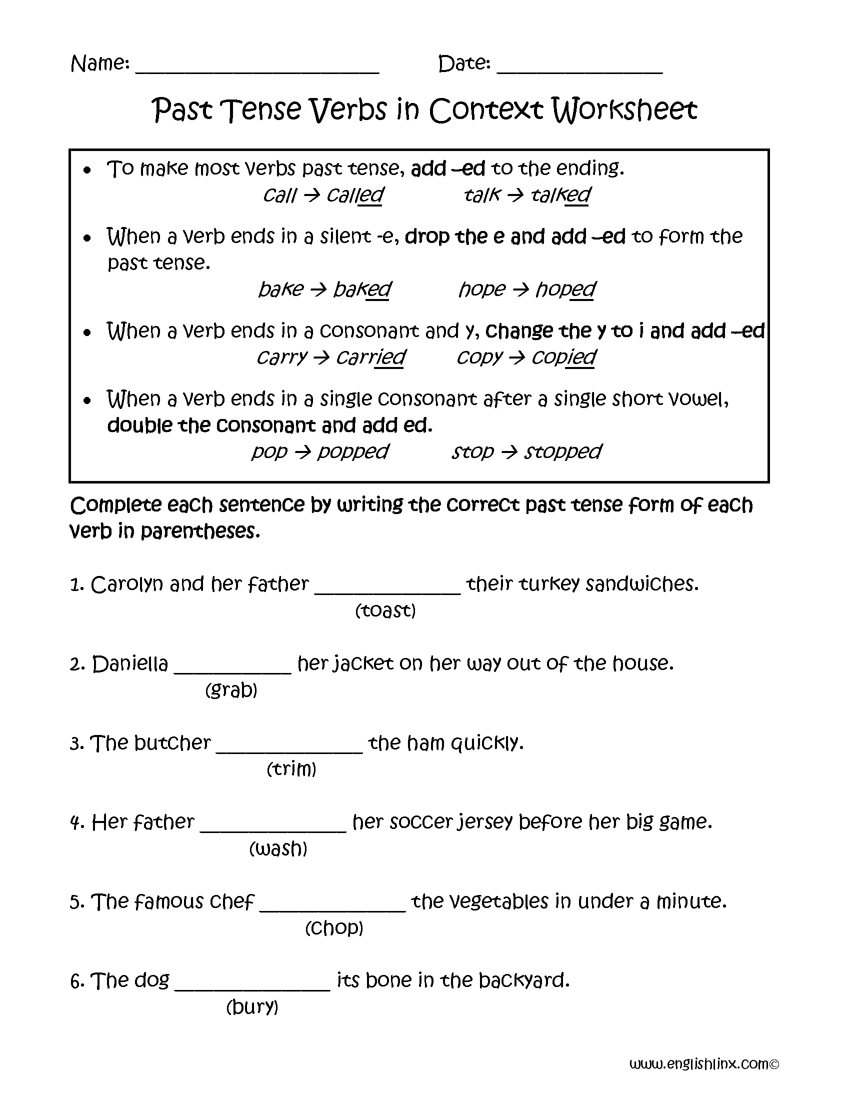 Verb Tense Worksheet 1st Grade