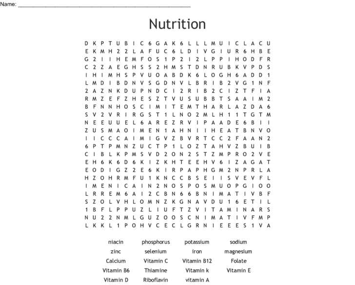 Vitamins Minerals Word Search Word — db-excel.com