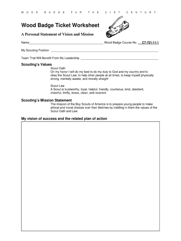 Wood Badge Ticket Worksheet Fillable — db-excel.com