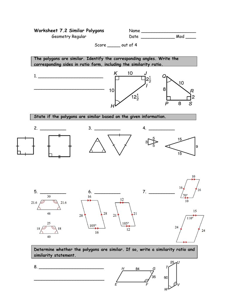 Similar Polygons Worksheet Answers Db excel