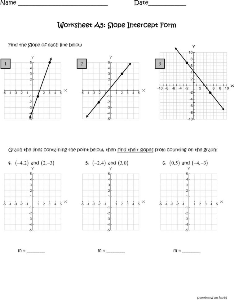 Algebra 1 Slope Intercept Form Worksheet 1 Answer Key — db-excel.com