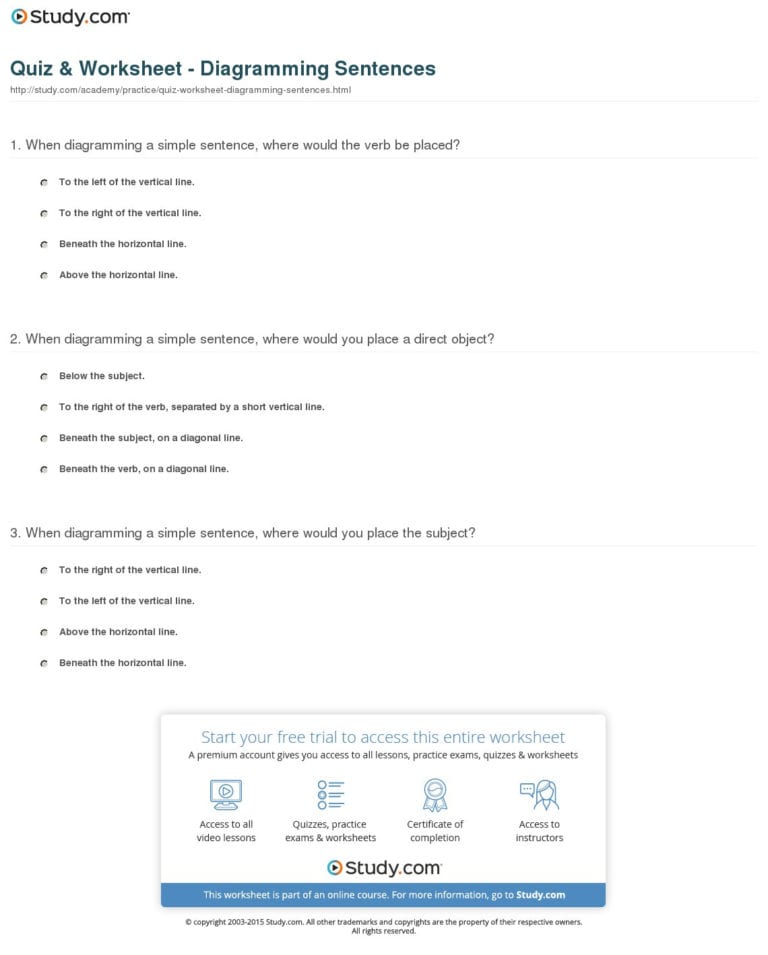 Diagramming Sentences Worksheets With Answers — db-excel.com