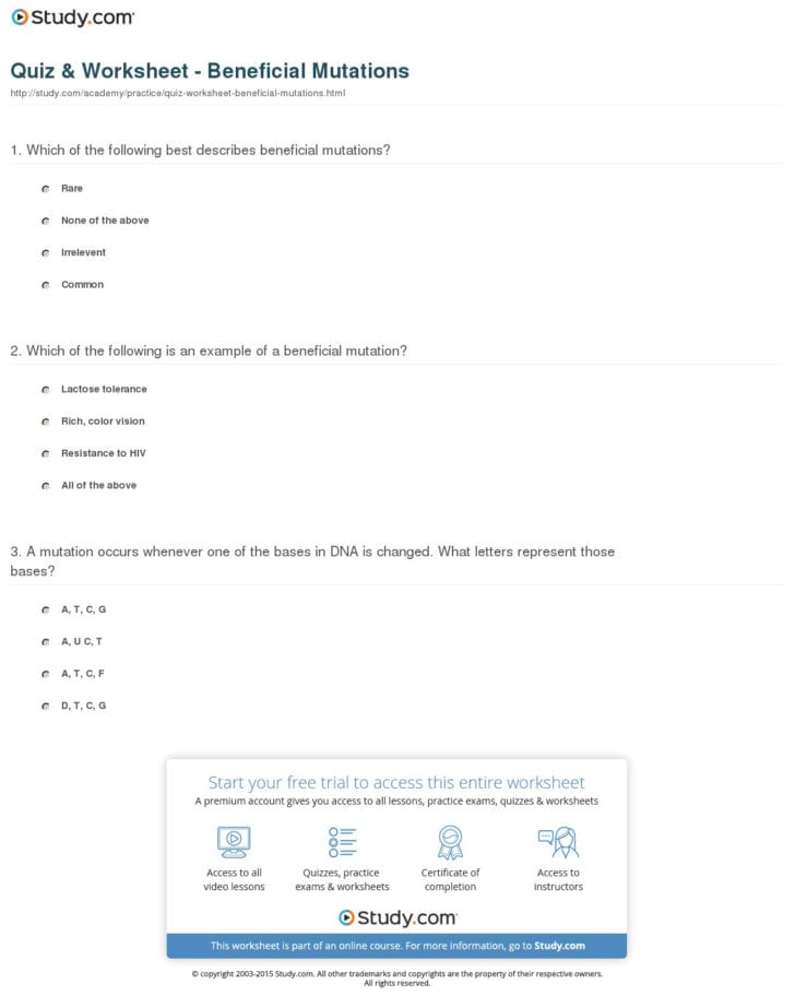 Worksheet Gene Mutations Worksheet Quiz Worksheet — db-excel.com