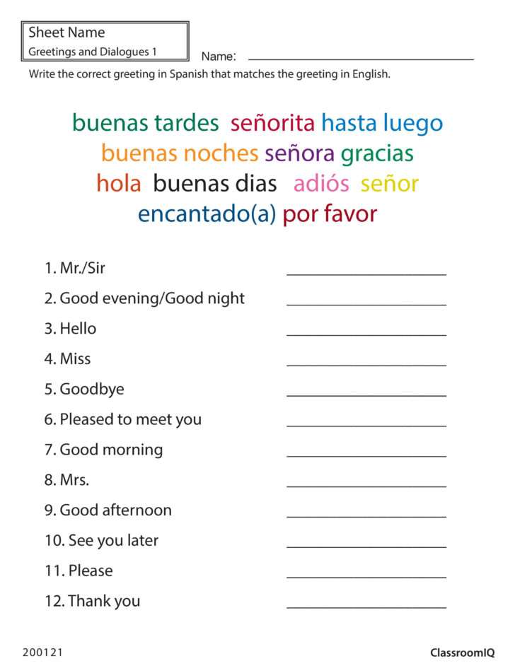 10Th Grade Spanish Worksheets — db-excel.com